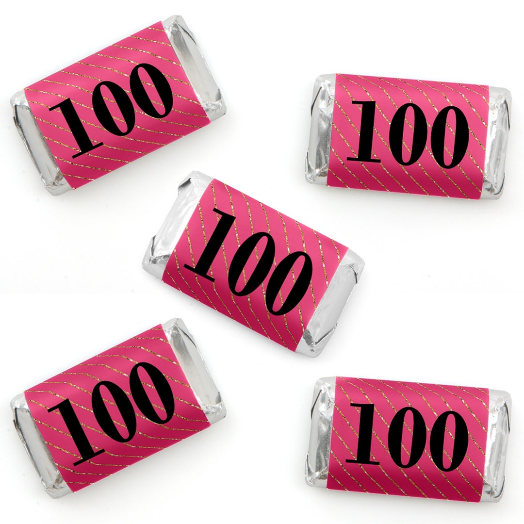 100th Birthday Mini Candy Bar Wrappers Chocolate Miniature Candy Bar ...