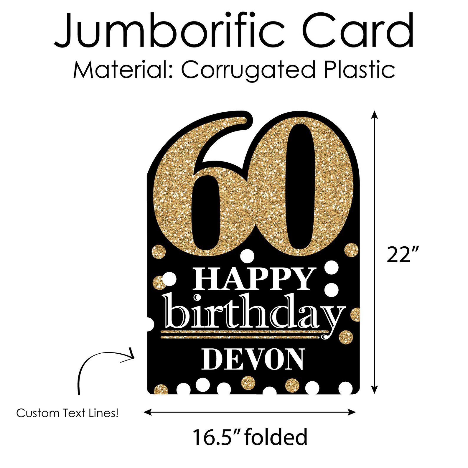 Adult 60th Birthday Gold Happy Birthday Giant Greeting - Etsy