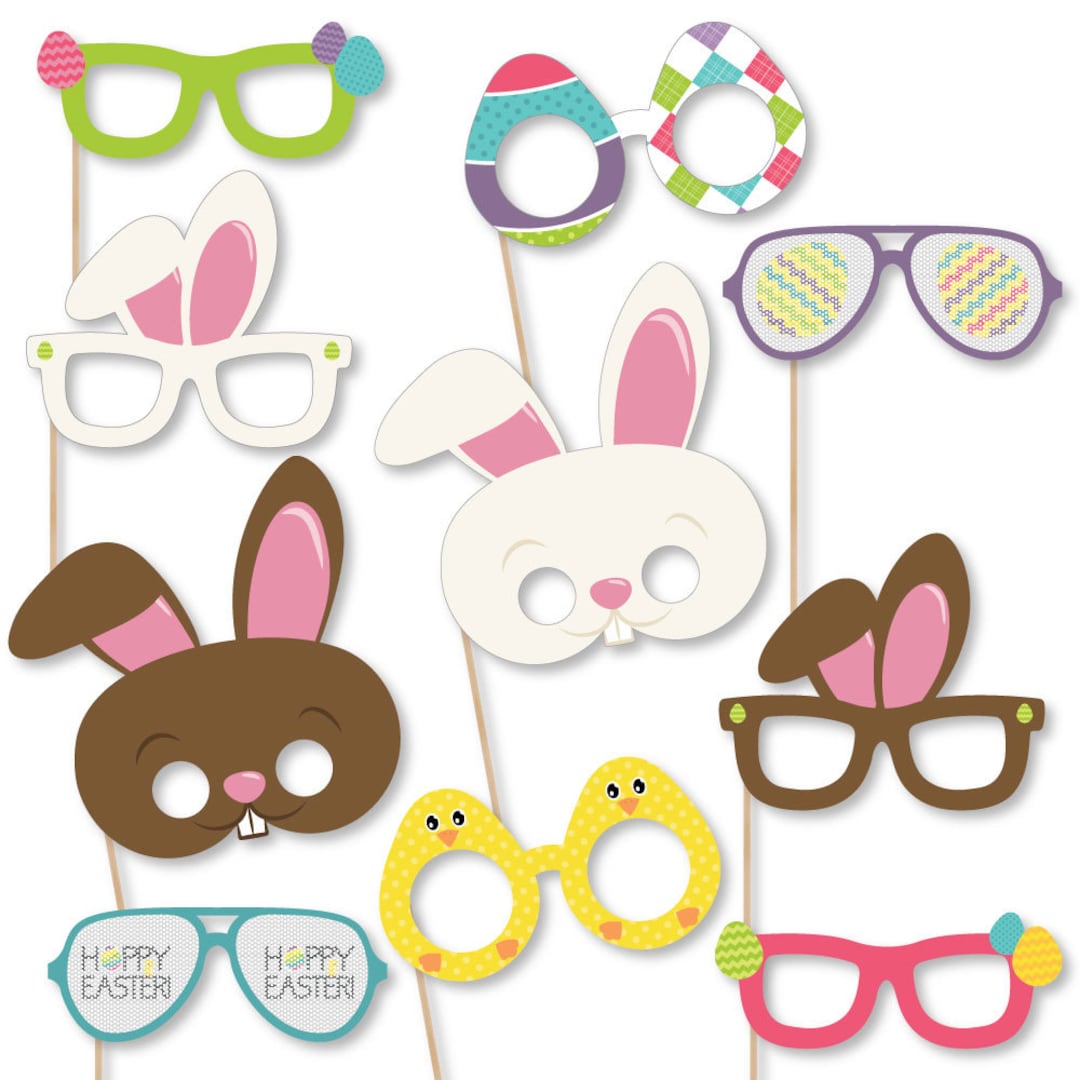 Easter - Photo Booth Accessories - Fun Selfie Easter Bunny Card Stock ...