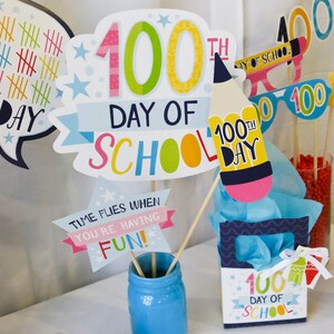 Happy 100th Day of School 100 Days Party Centerpiece Sticks - Etsy