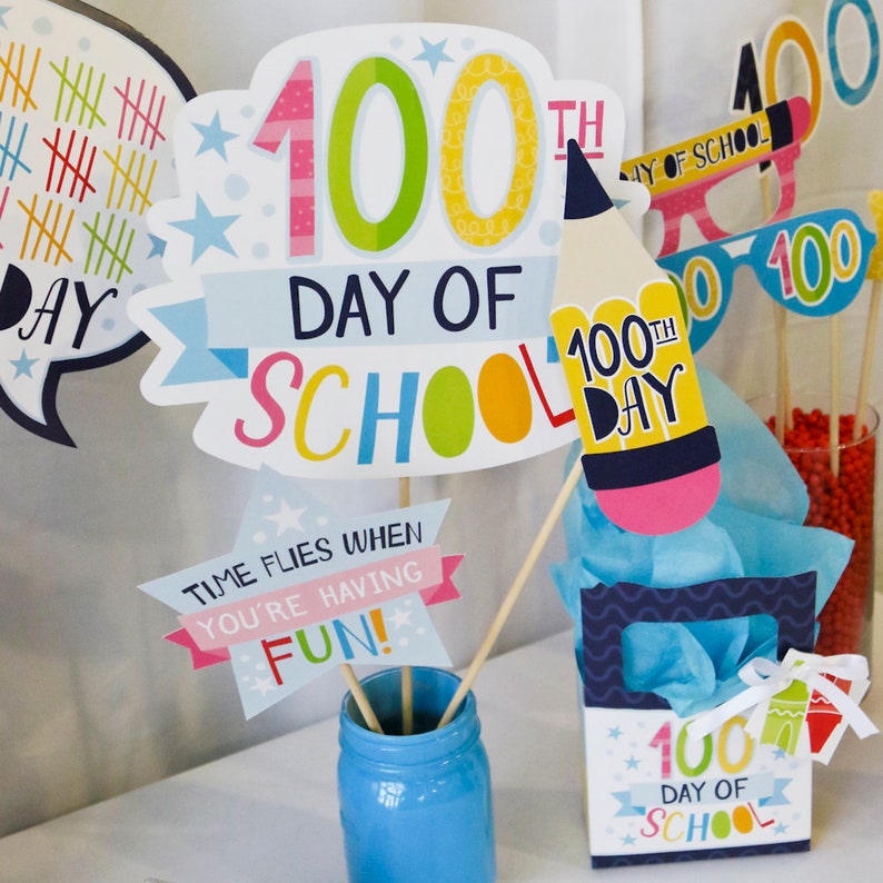 Happy 100th Day of School 100 Days Party Centerpiece Sticks - Etsy