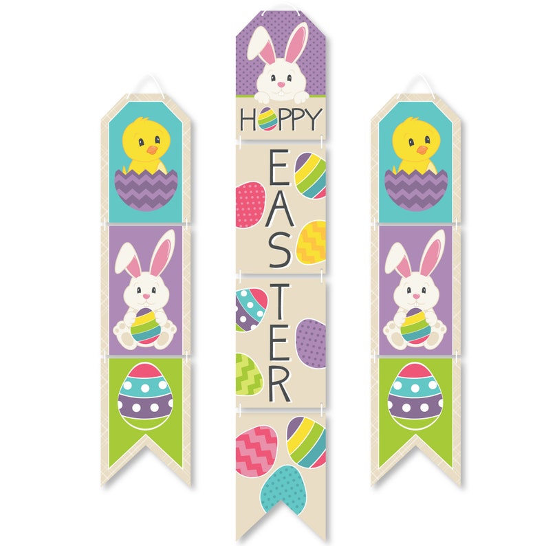 Hippity Hoppity - Hanging Vertical Paper Door Banners - Easter Bunny ...