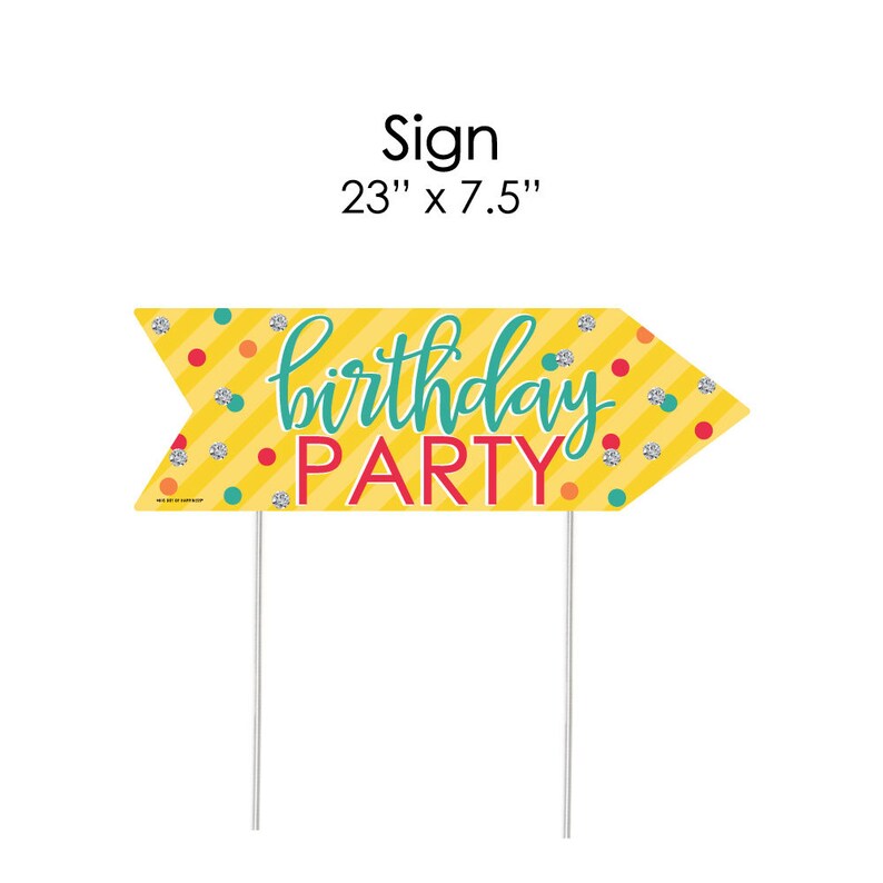 Colorful Happy Birthday Arrow Birthday Party Direction Signs | Etsy