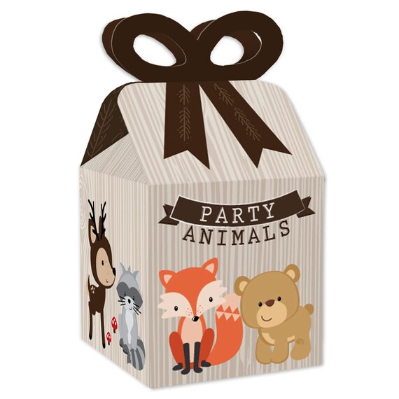 Woodland Creatures - Square Favor Gift Boxes - Baby Shower or Birthday ...