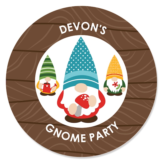 Personalized Garden Gnomes - Custom Forest Gnome Party Favor Circle ...