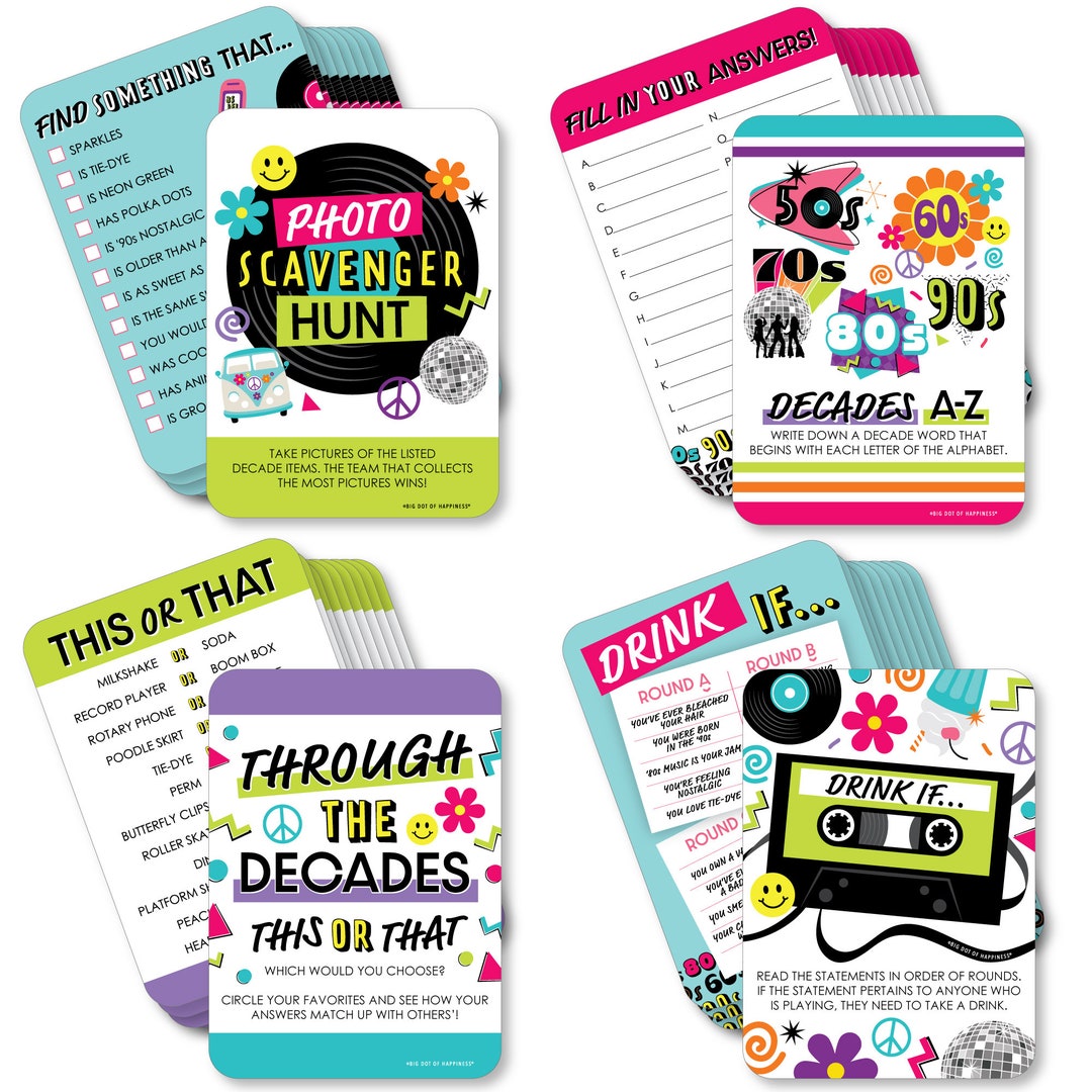 Through the Decades - 4 50s, 60s, 70s, 80s, and 90s Party Games - 10 ...