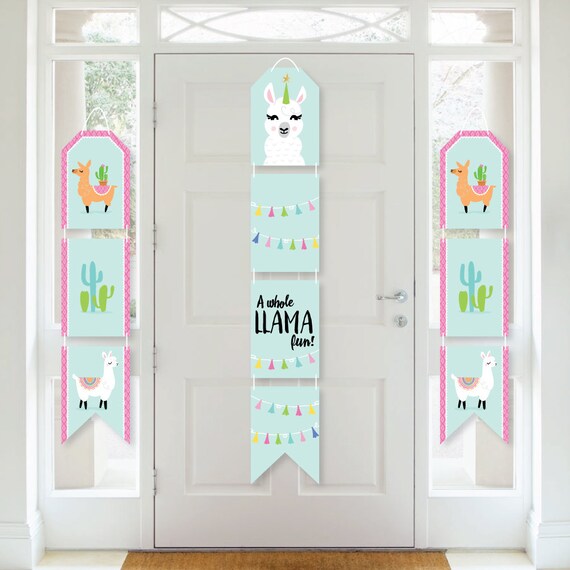 Whole Llama Fun - Hanging Vertical Paper Door Banners - Llama Fiesta ...