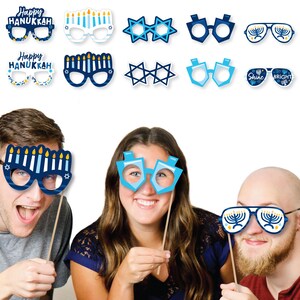 Hanukkah Menorah Glasses - Paper Card Stock Chanukah Holiday Party ...