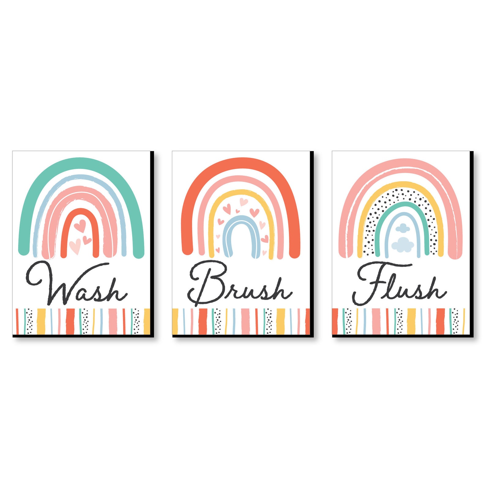Hello Rainbow Boho Kids Bathroom Rules Wall Art 7.5 X 10 - Etsy