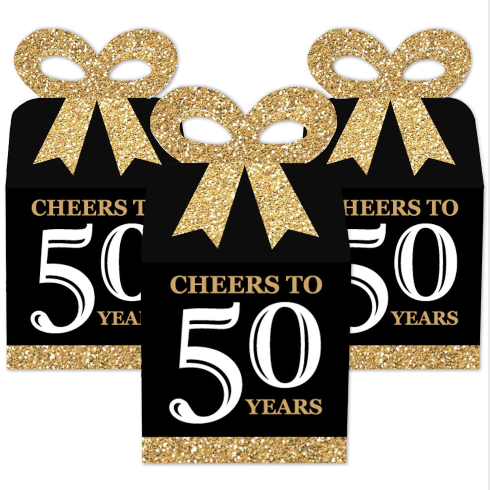 Adult 50th Birthday - Gold - Square Favor Gift Boxes - Birthday Party ...