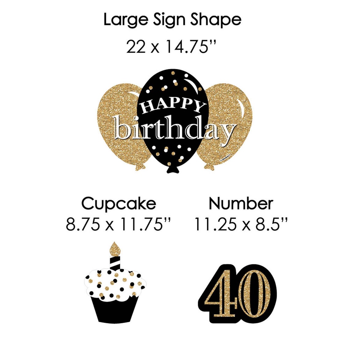 Adult 40th Birthday Gold Yard Sign and Outdoor Lawn - Etsy