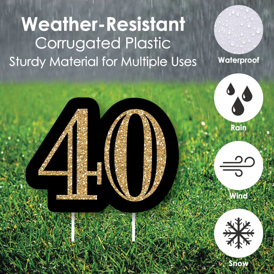 Adult 40th Birthday Gold Yard Sign and Outdoor Lawn - Etsy