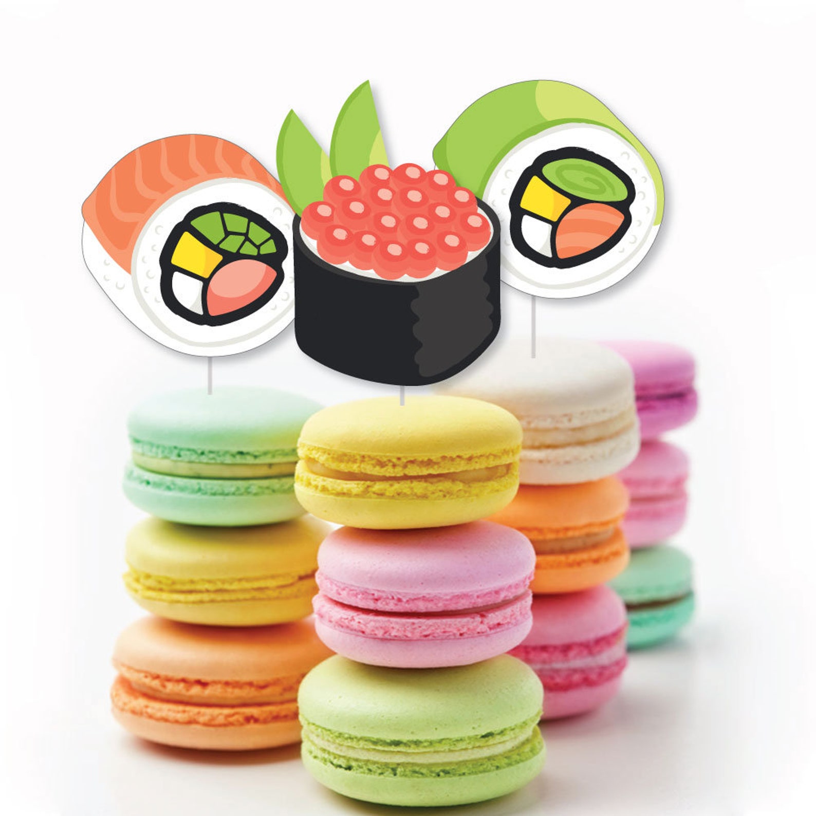 Let's Roll Sushi DIY Shaped Die Cut Paper Cut Outs | Etsy