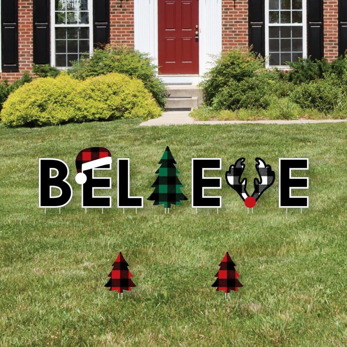 Holiday Plaid Trees Yard Sign Outdoor Lawn Decorations - Etsy