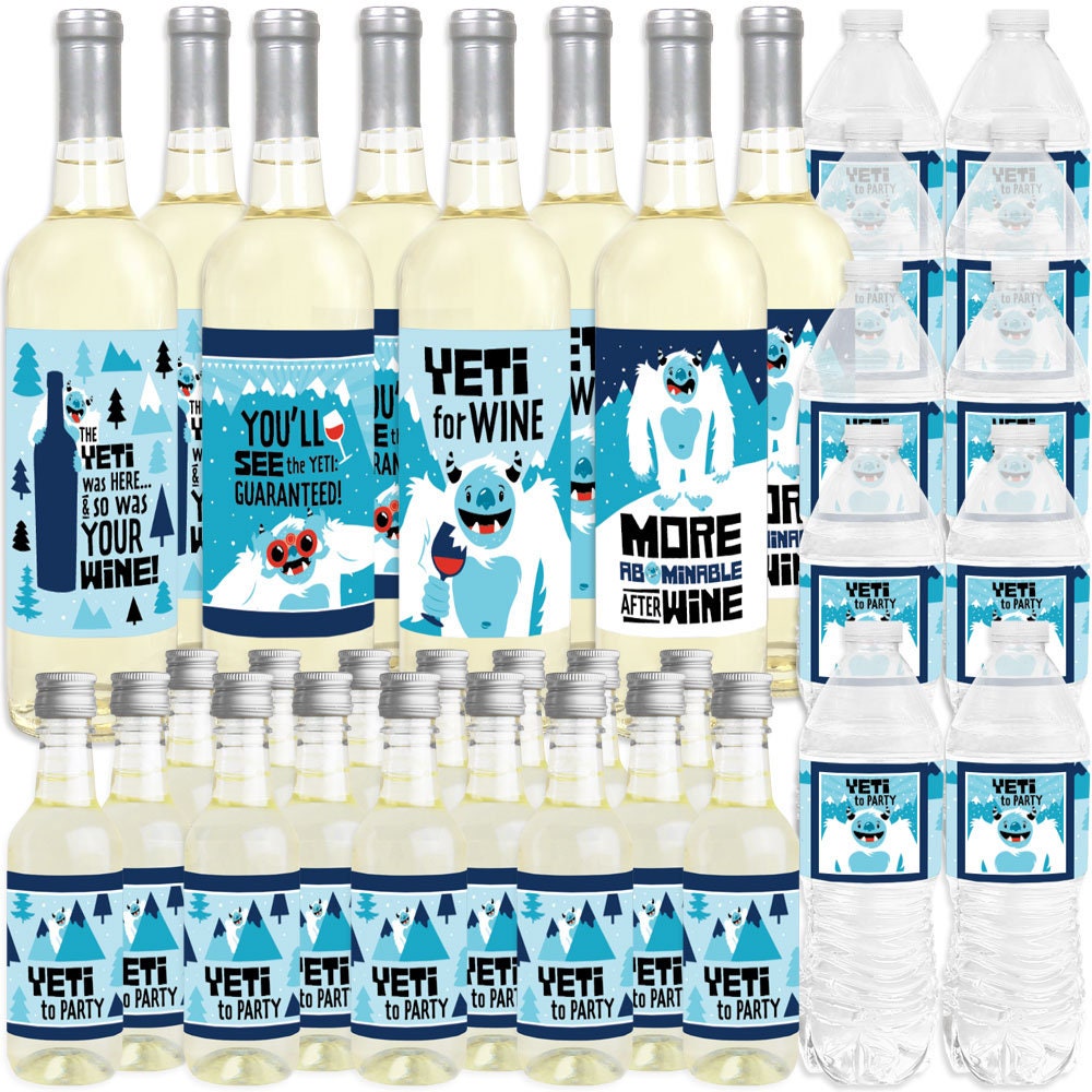 Yeti to Party Mini Wine Wine Bottle and Water Bottle Labels - Etsy