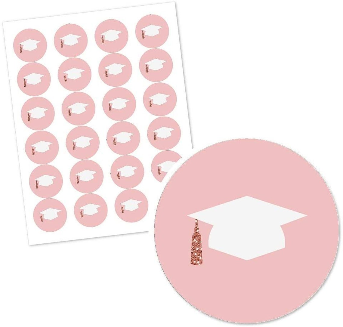 Rose Gold Grad Graduation Party Circle Sticker Labels 24 - Etsy