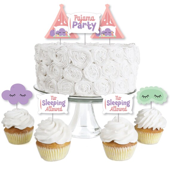 Pajama Slumber Party - Dessert Cupcake Toppers - Girls Sleepover ...
