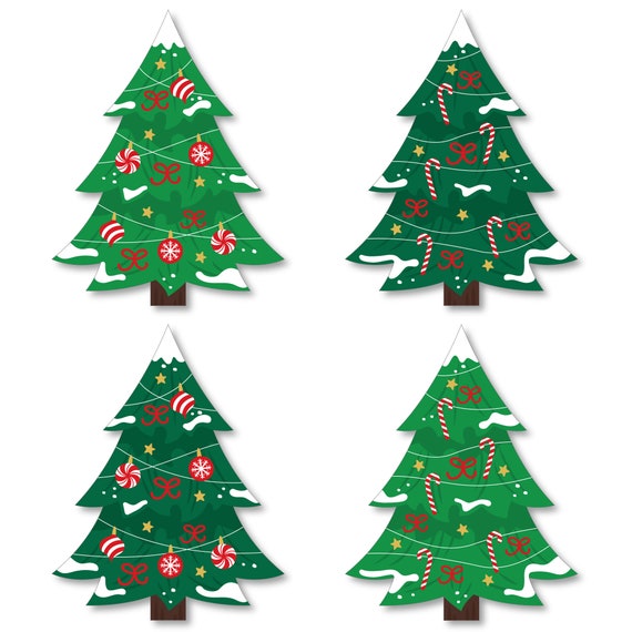 Snowy Christmas Trees - DIY Shaped Classic Holiday Party Cut-Outs - 24 ...
