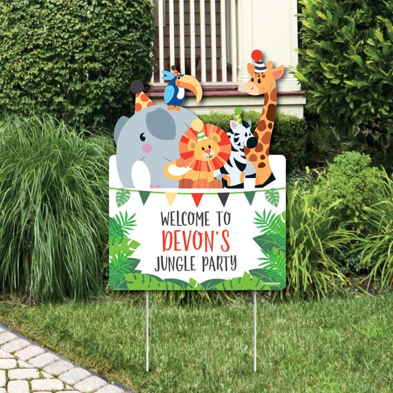 Jungle Party Animals Welcome Sign - Birthday or Baby Shower ...
