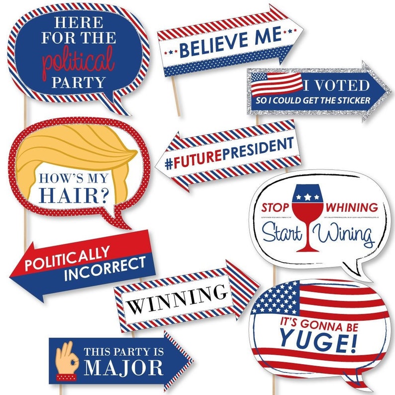 Funny Election - Political Party - Photo Booth Props Kit - Election Day ...