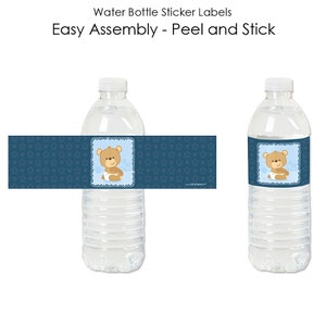 Boy Teddy Bear - Water Bottle Sticker Labels - Waterproof Self Stick ...