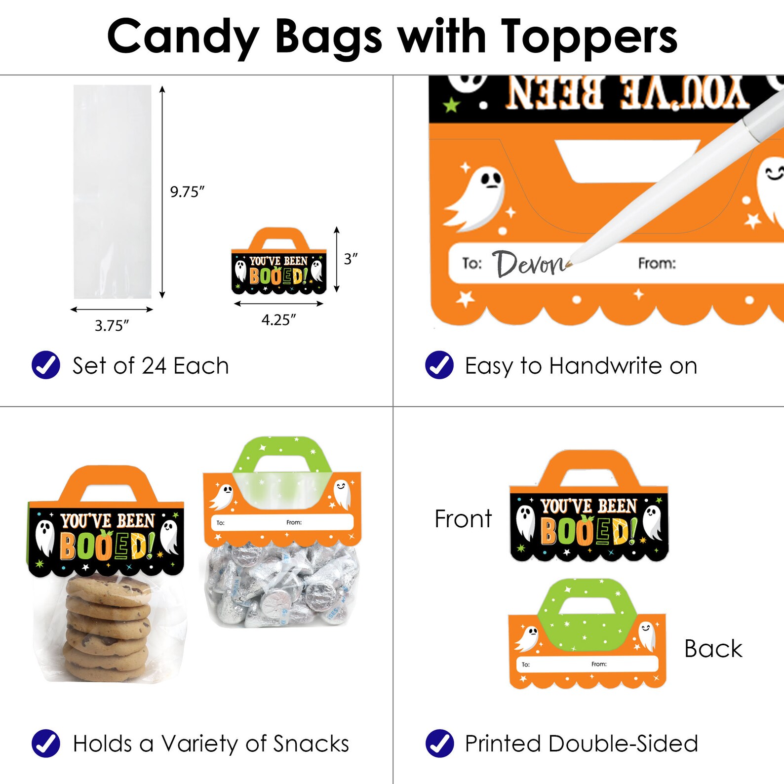 You've Been Booed - DIY Ghost Halloween Party Clear Goodie Favor Bag ...
