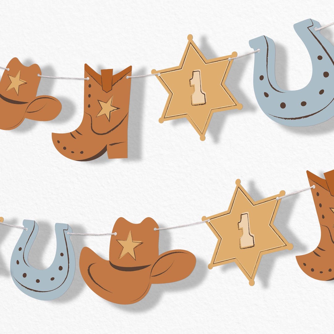 My First Rodeo Garland Banner, Little Cowboy 1st Birthday Decor ...