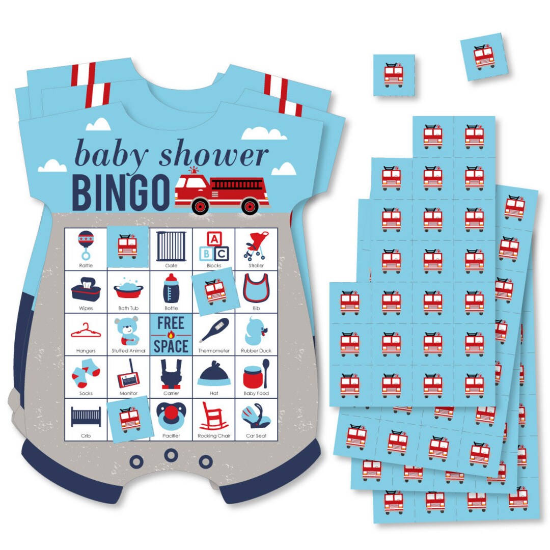 Fired up Fire Truck - Picture Bingo Cards and Markers - Firetruck Baby ...