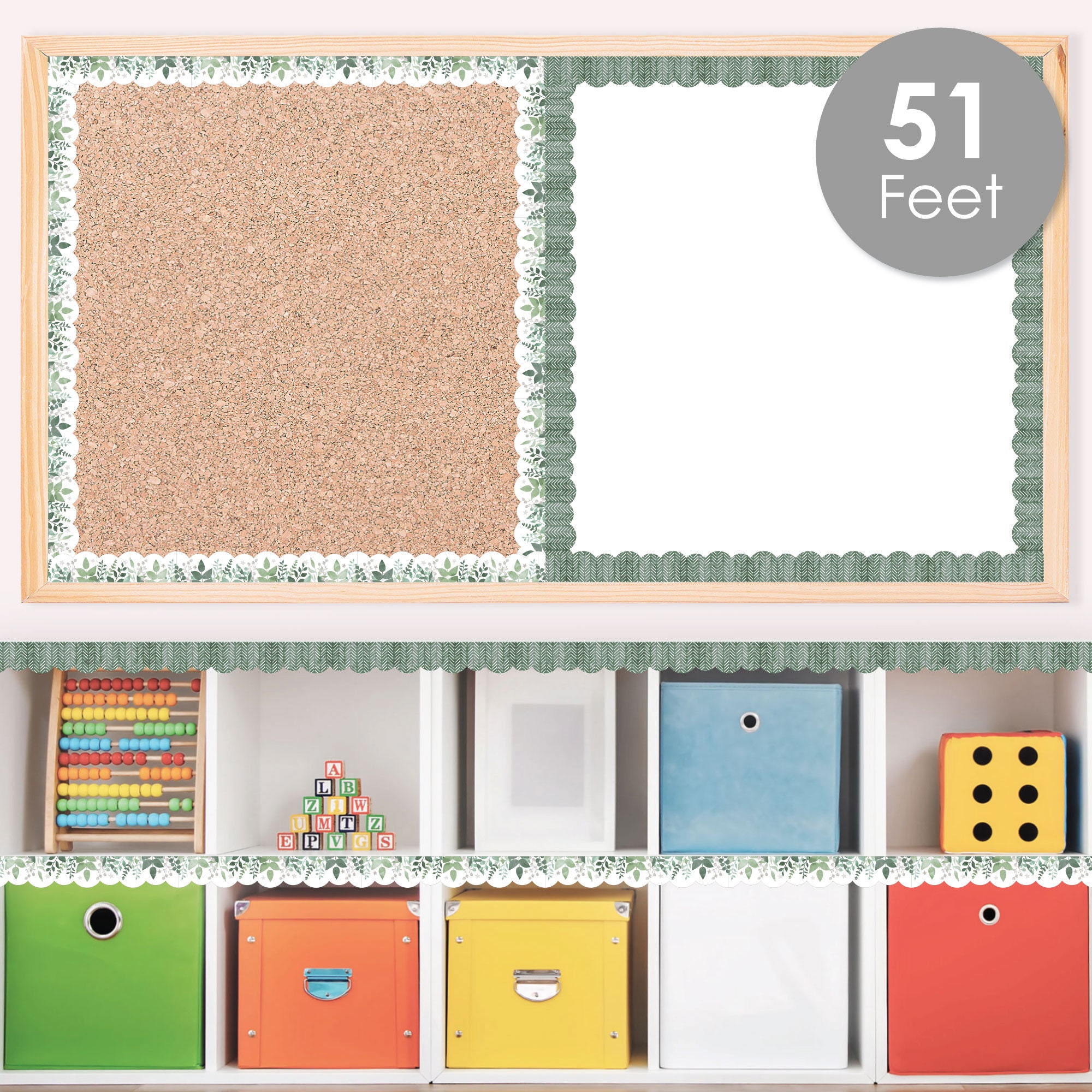 Eucalyptus Greenery - Scalloped Classroom Decor - Bulletin Board ...