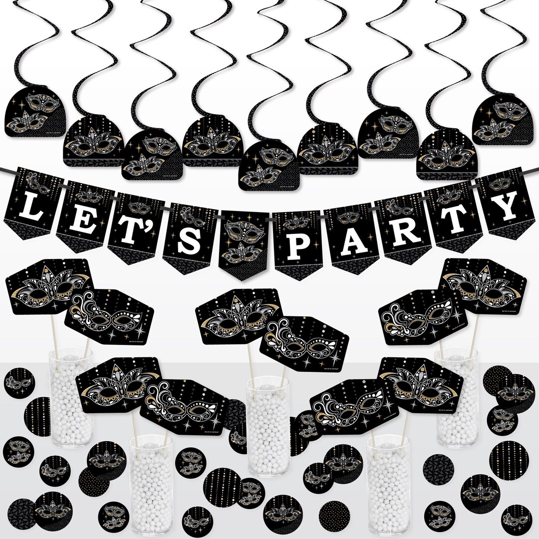 Masquerade - Venetian Mask Party Supplies Decoration Kit - Decor Galore ...