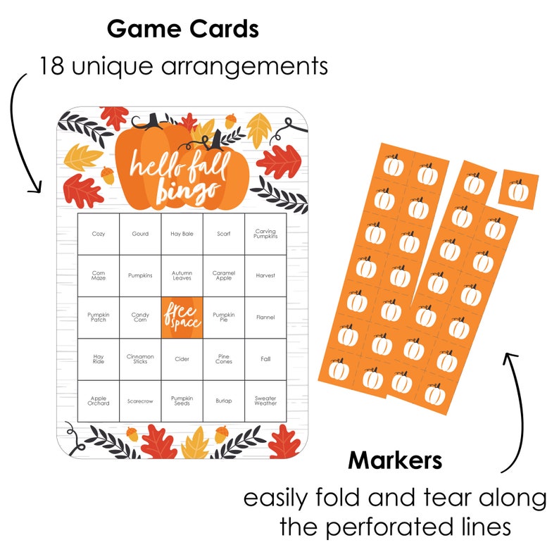 Fall Pumpkin Bingo Cards and Markers Halloween or - Etsy