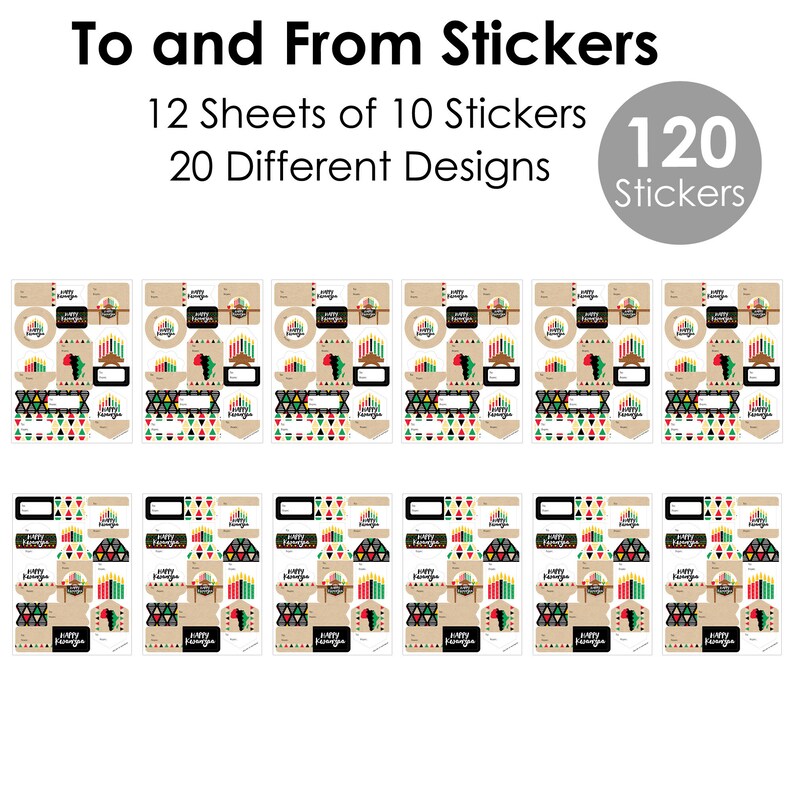 Happy Kwanzaa - Assorted African Heritage Holiday Party Gift Tag Labels ...