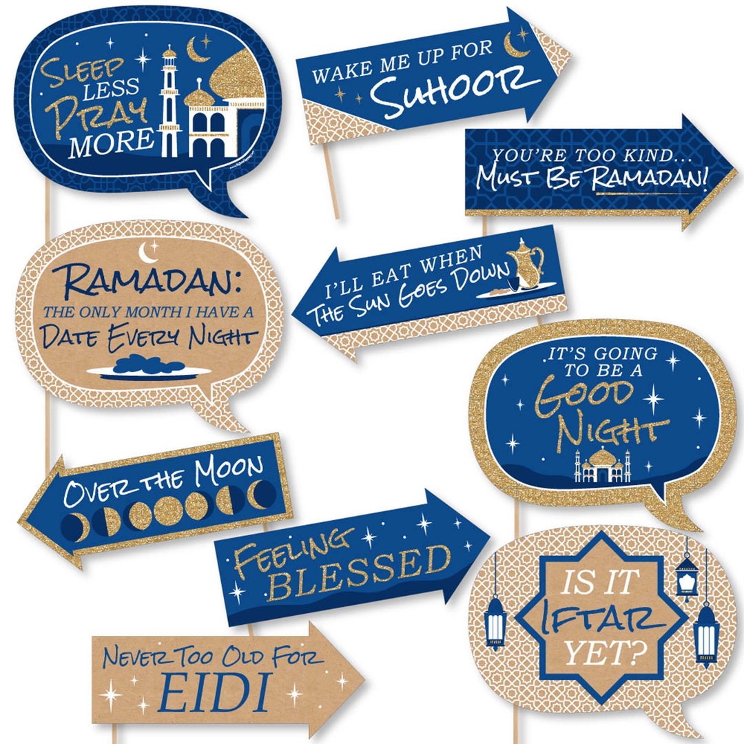 Funny Ramadan Photo Booth Props - Eid Mubarak Photobooth Prop Kit ...