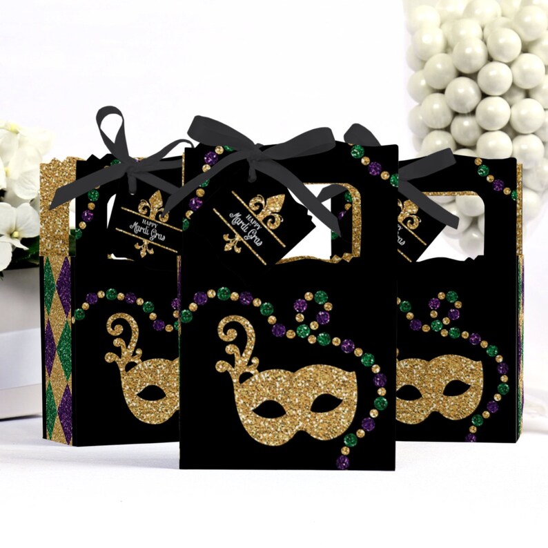 Mardi Gras Masquerade Party Favor Boxes Set of 12 | Etsy