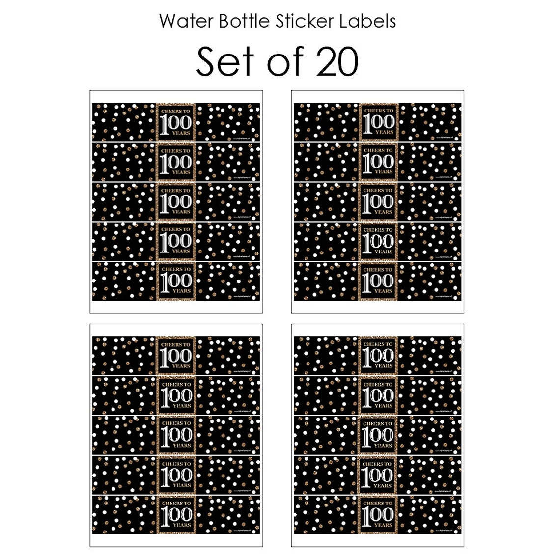 100th Birthday Party Water Bottle Sticker Labels - Etsy