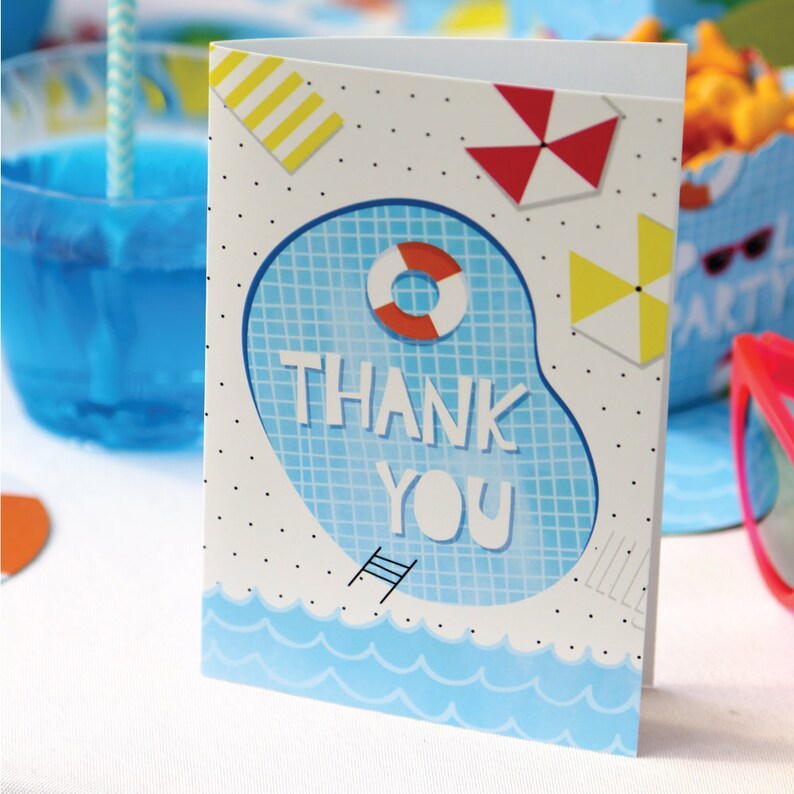 Make A Splash Pool Party Thank You Cards Summer Swimming - Etsy