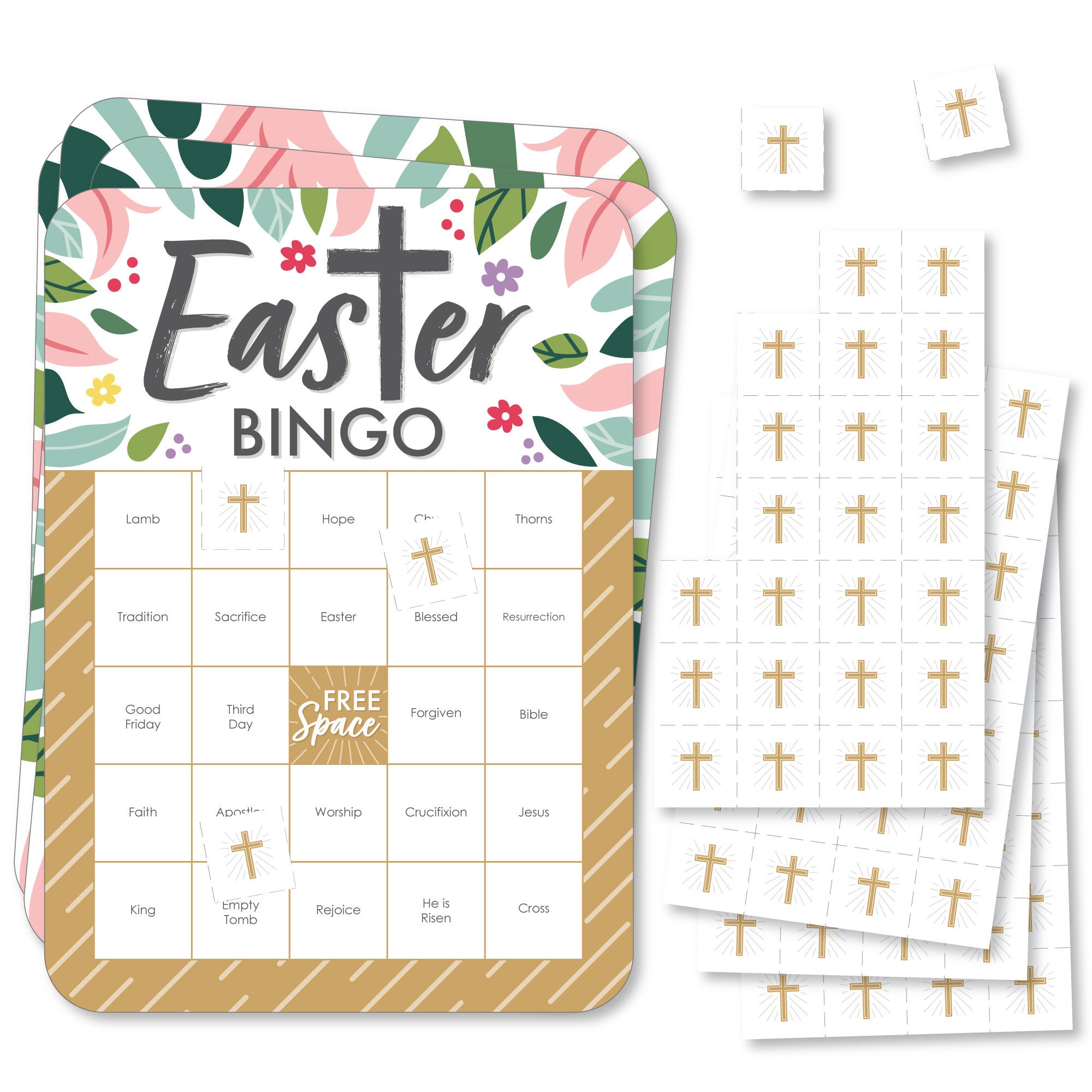 Religious Easter Bingo Cards and Markers Christian Holiday | Etsy