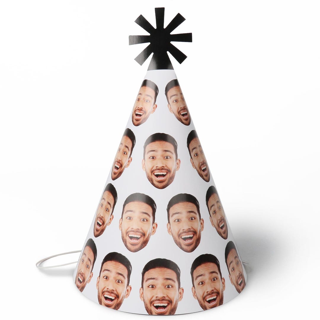 Custom Photo Fun Face Cone Hats, Personalized Face Cut Birthday Party ...