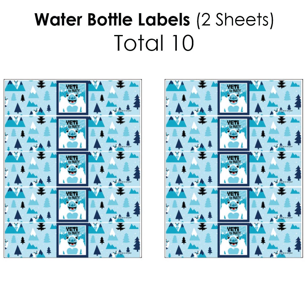Yeti to Party Mini Wine Wine Bottle and Water Bottle Labels - Etsy