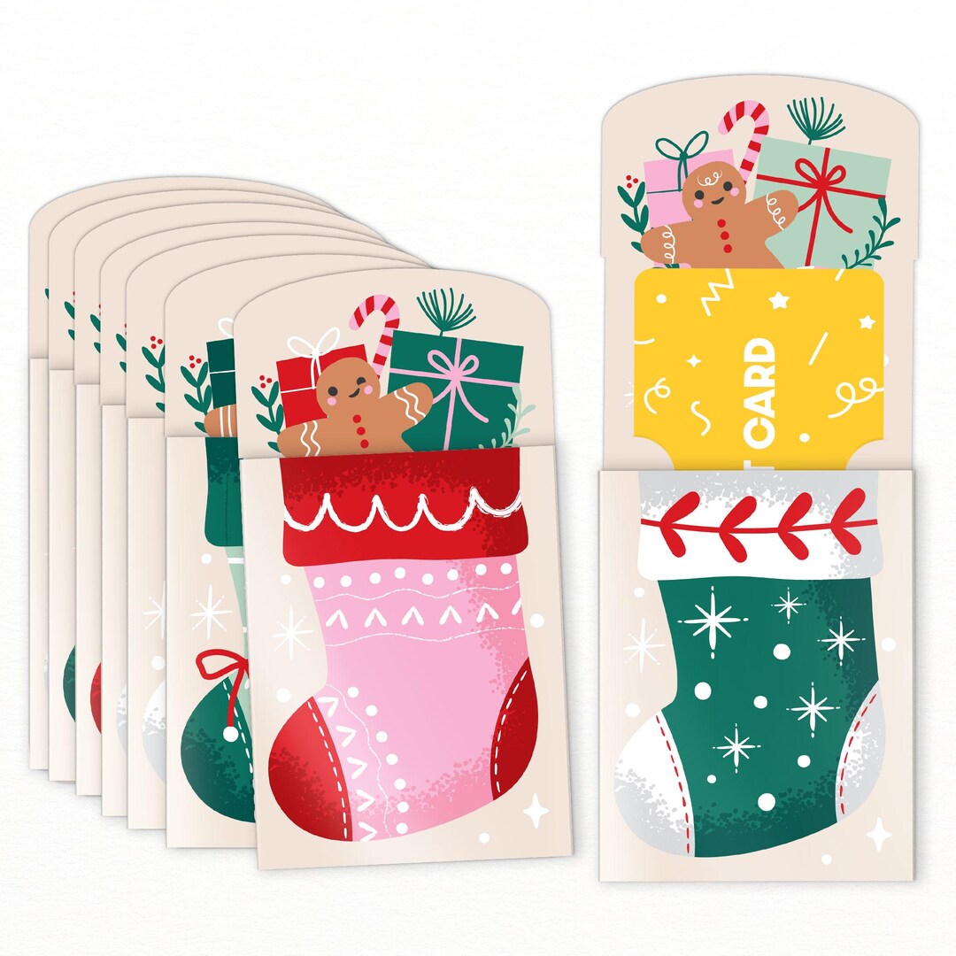 Christmas Stockings Gift Card Holders With Envelopes, Winter Holiday ...