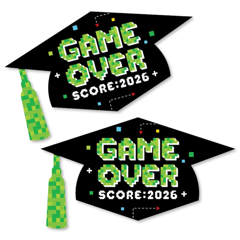Game Over - Grad Cap Decorations DIY Video Game Graduation Large Party ...