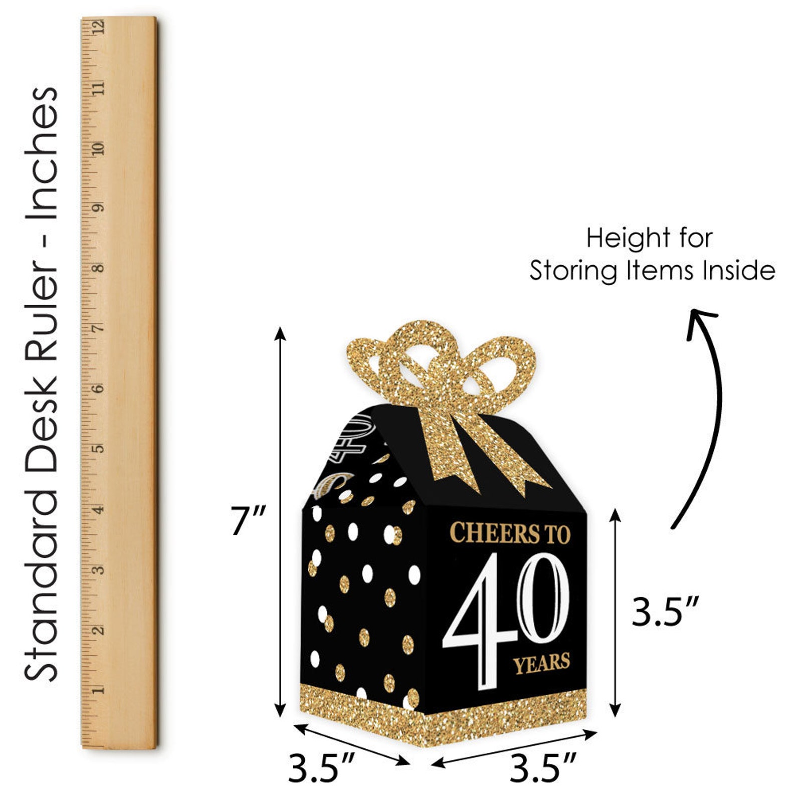 Adult 40th Birthday - Gold - Square Favor Gift Boxes - Birthday Party ...