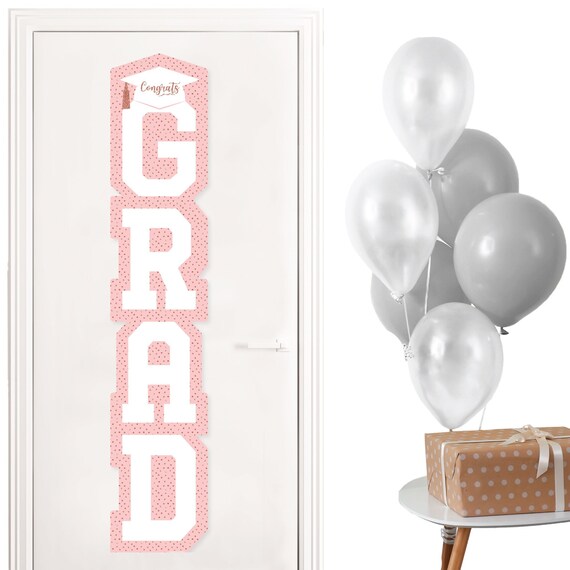 Rose Gold Grad - Graduation Party Vertical Decoration - Shaped Banner ...