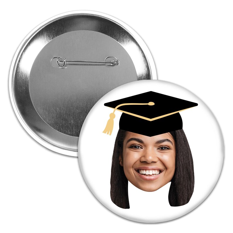 Grad Cap Face Cutout Button, Personalized Graduation Party Favors ...