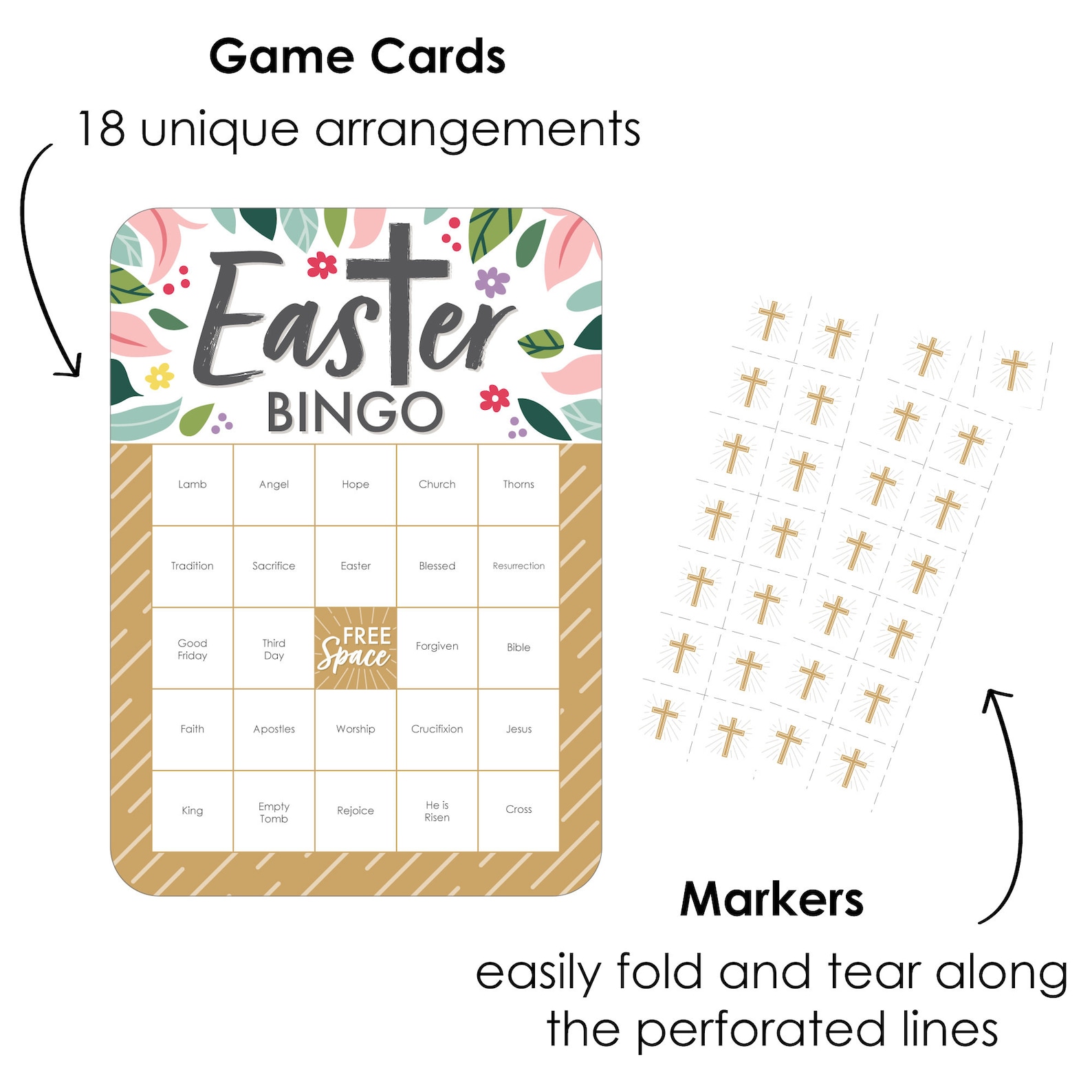 Religious Easter Bingo Cards and Markers Christian Holiday | Etsy