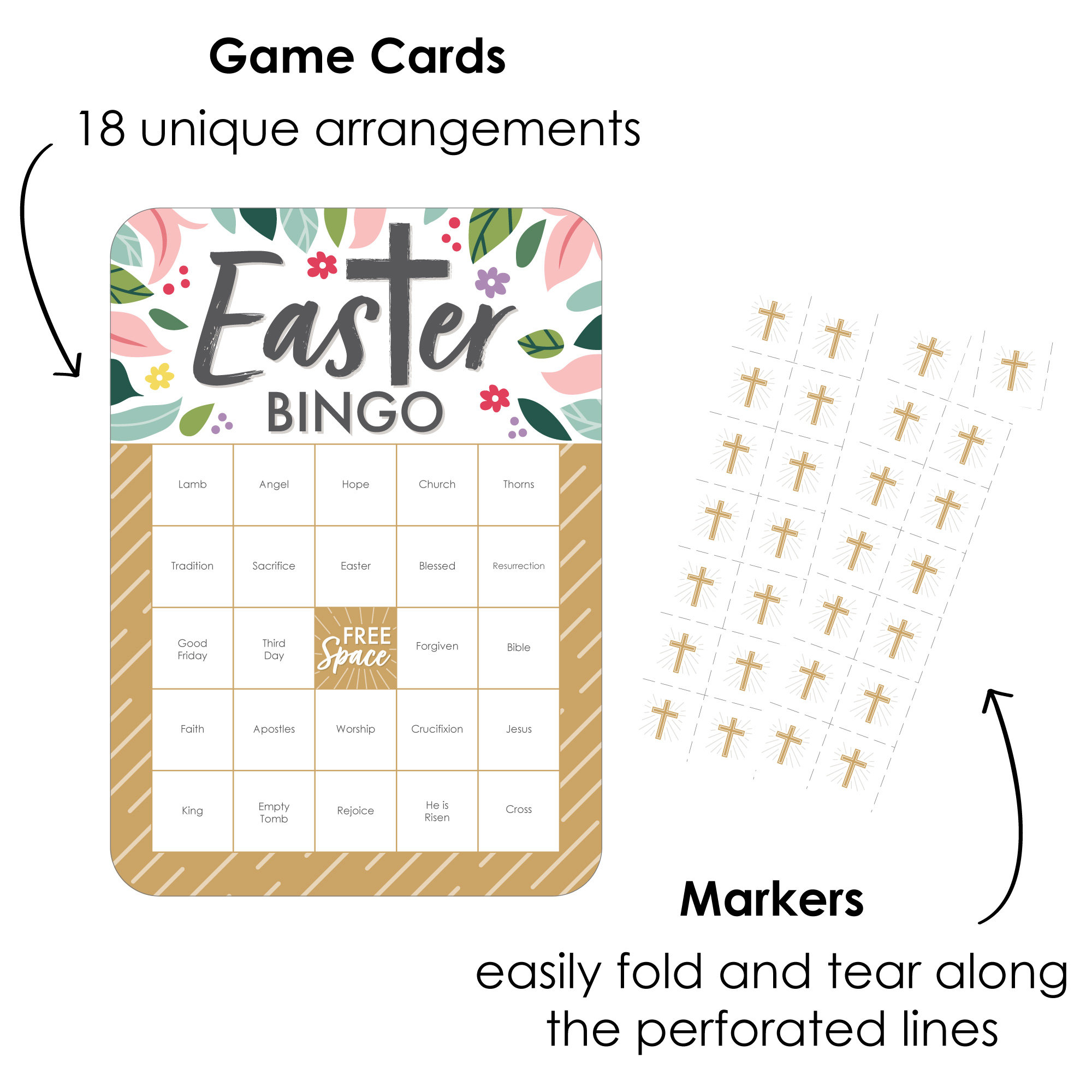 Religious Easter Bingo Cards and Markers Christian Holiday | Etsy