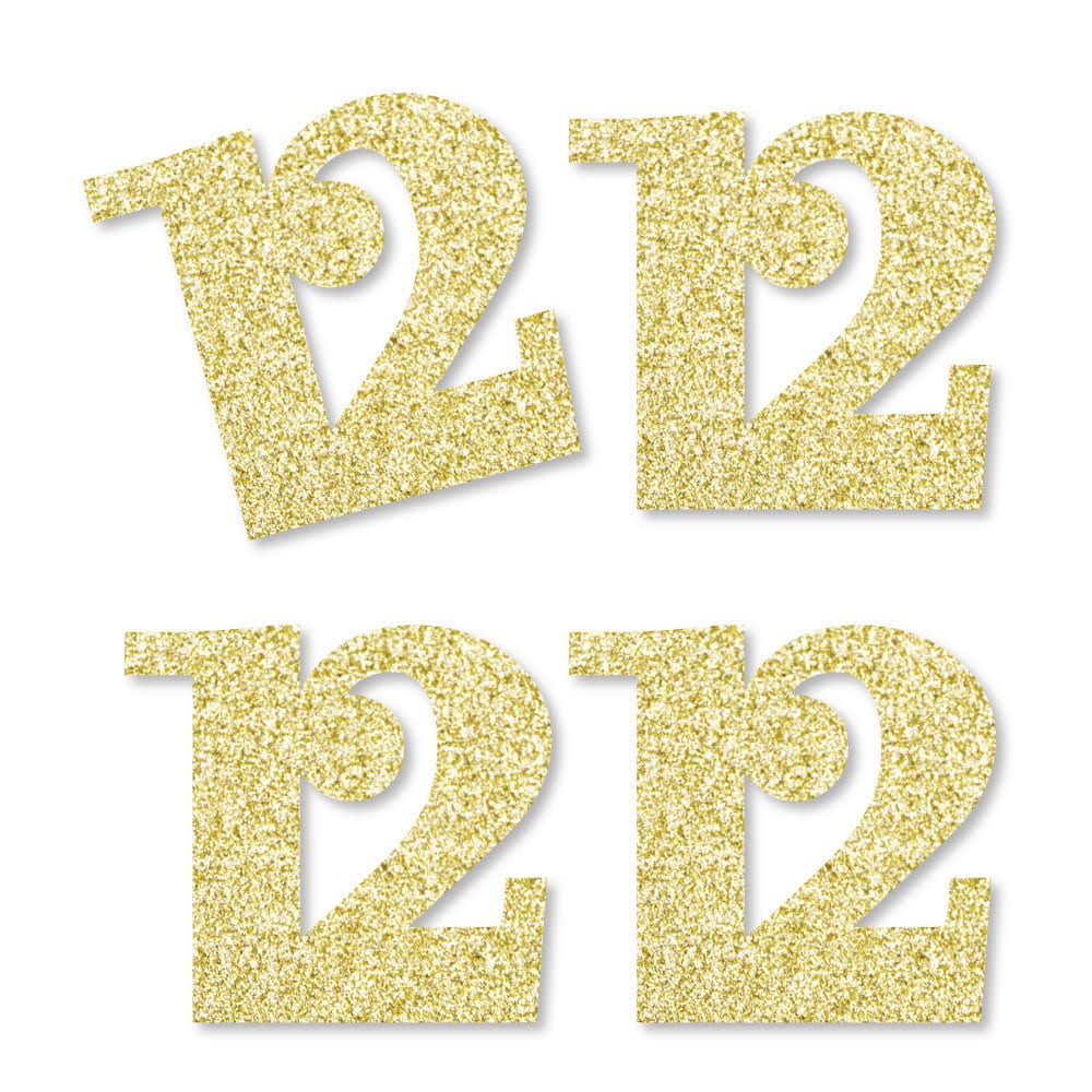 Gold Glitter 12 No-Mess Real Gold Glitter Cut-Out Numbers | Etsy