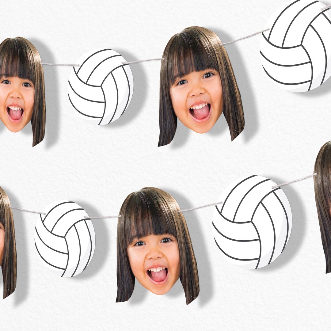 Custom Volleyball Face Cut Out Garland Banner, Personalized Birthday ...