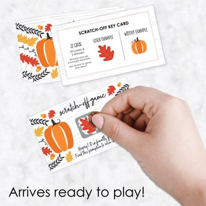 Fall Pumpkin - Halloween or Thanksgiving Party Game Scratch off Cards ...