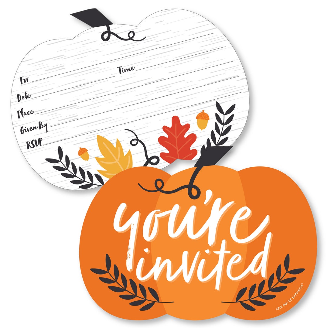 Fall Pumpkin - Shaped Fill-in Invitations - Halloween or Thanksgiving ...